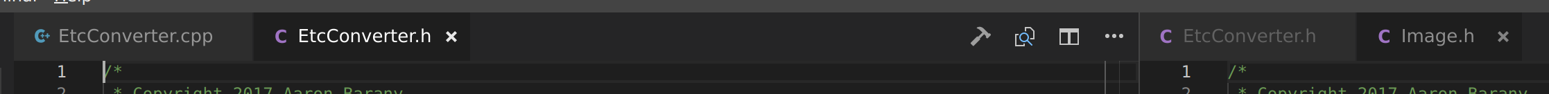 "Switch header/source" won't switch to an existing file in another group if it's not visible ...