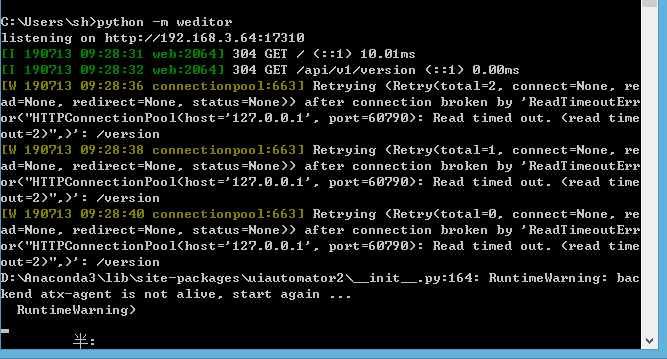 atx-agent is not alive, start again ... · Issue #384 · openatx/uiautomator2 · GitHub