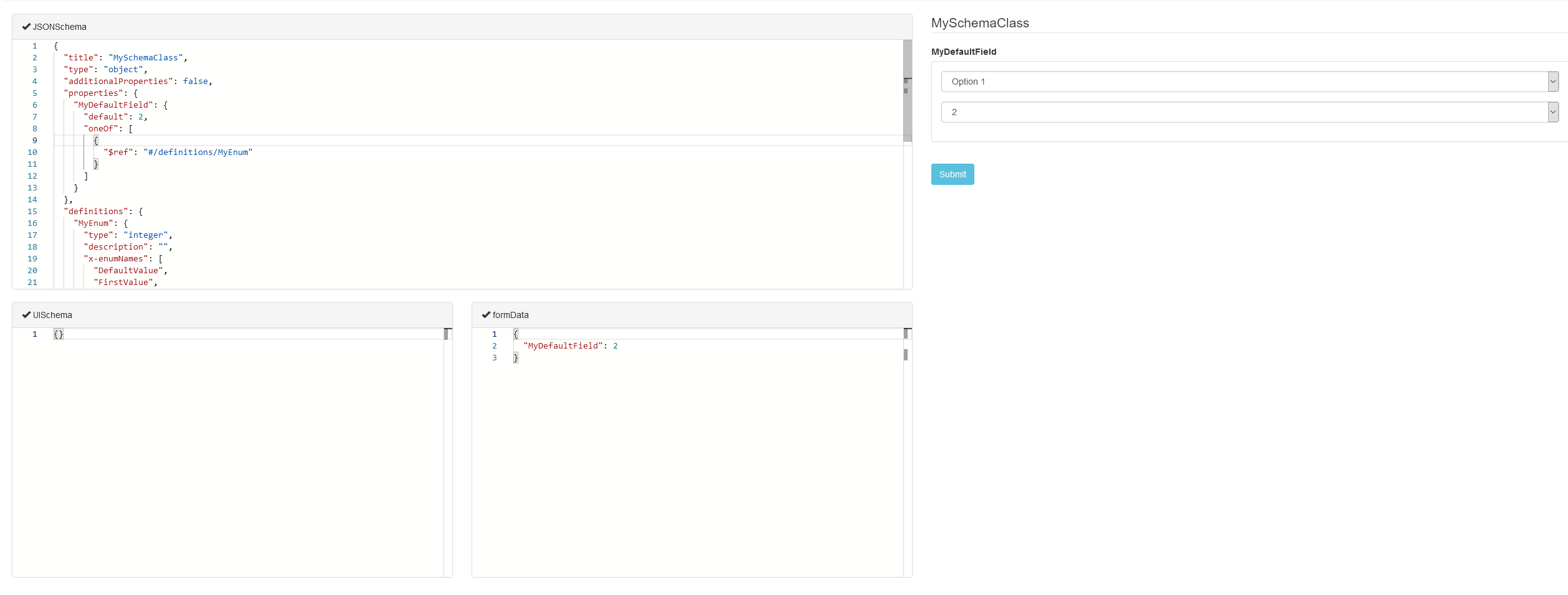 Schema with enum and Default value generating wrong Schema · Issue #1290 · RicoSuter/NJsonSchema ...