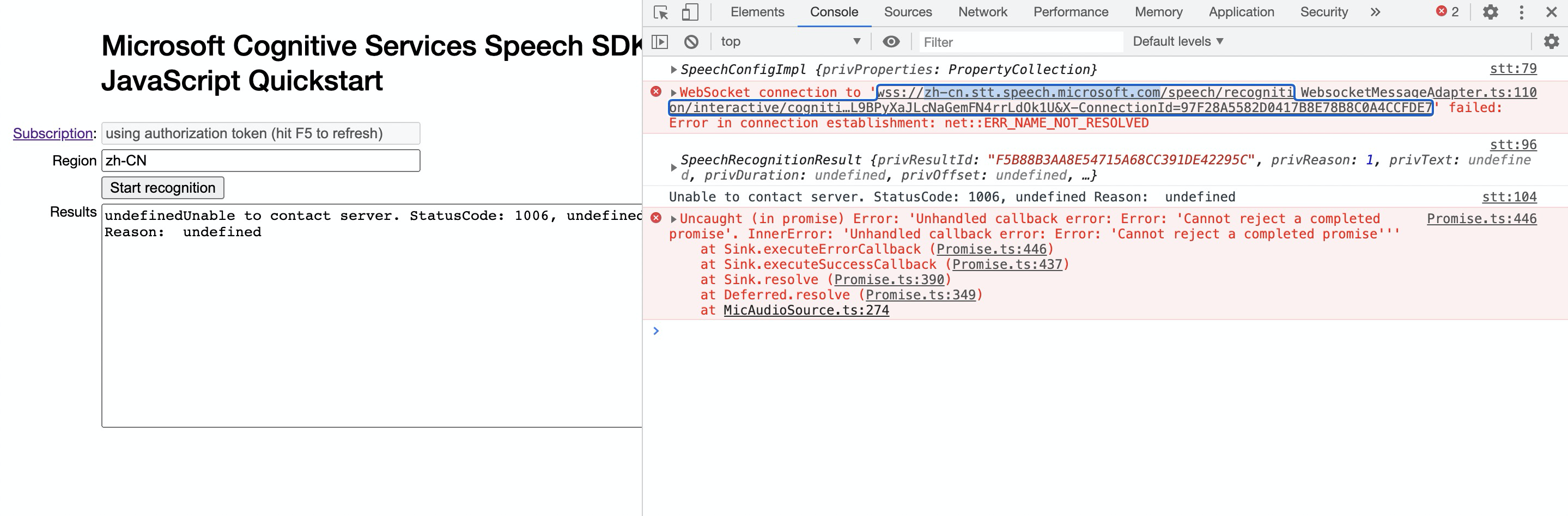 How To Debug Unable To Contact Server · Issue 157 · Microsoftcognitive Services Speech Sdk 