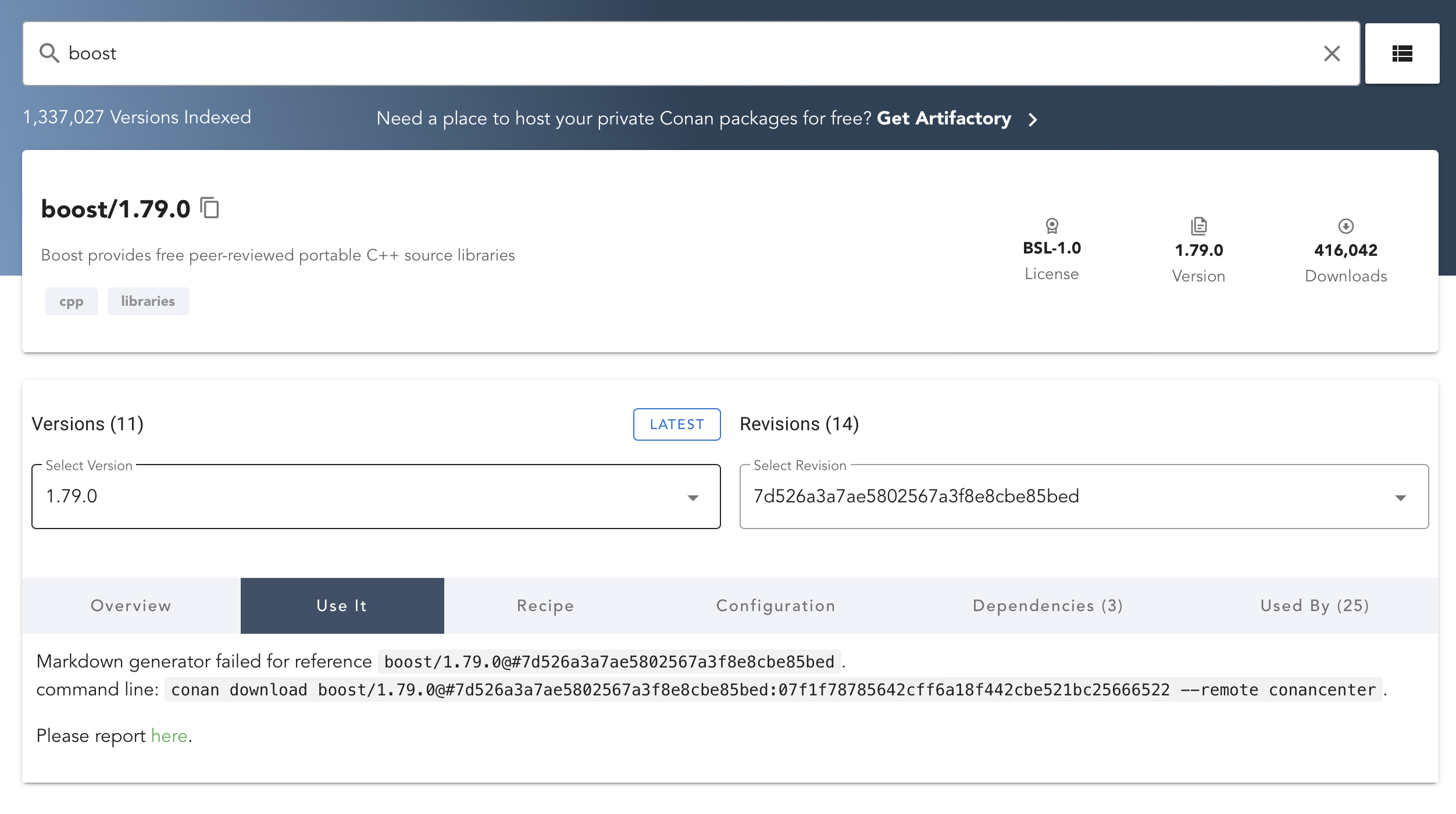 [conan.io/center] Markdown failed `boost/1.79.0@#7d526a3a7ae5802567a3f8e8cbe85bed` · Issue ...