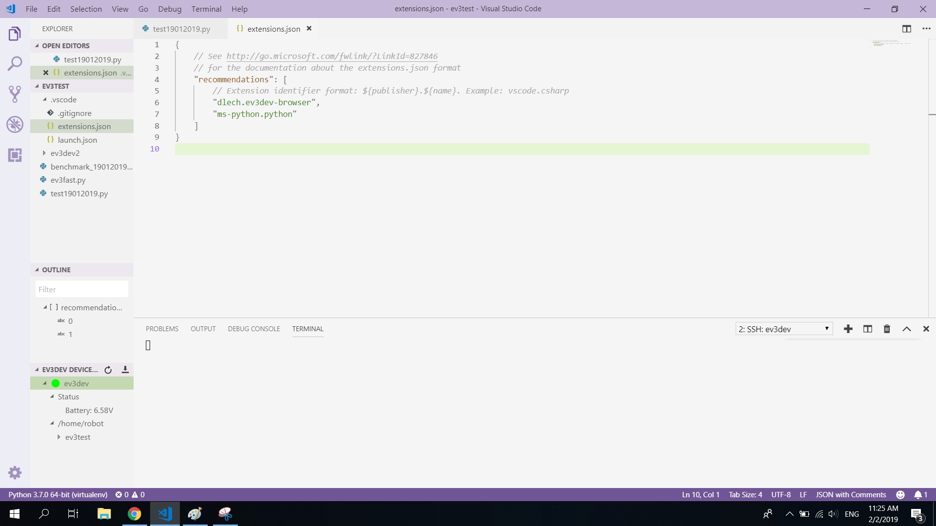 Cannot open the SSH Terminal · Issue #73 · ev3dev/vscode-ev3dev-browser · GitHub