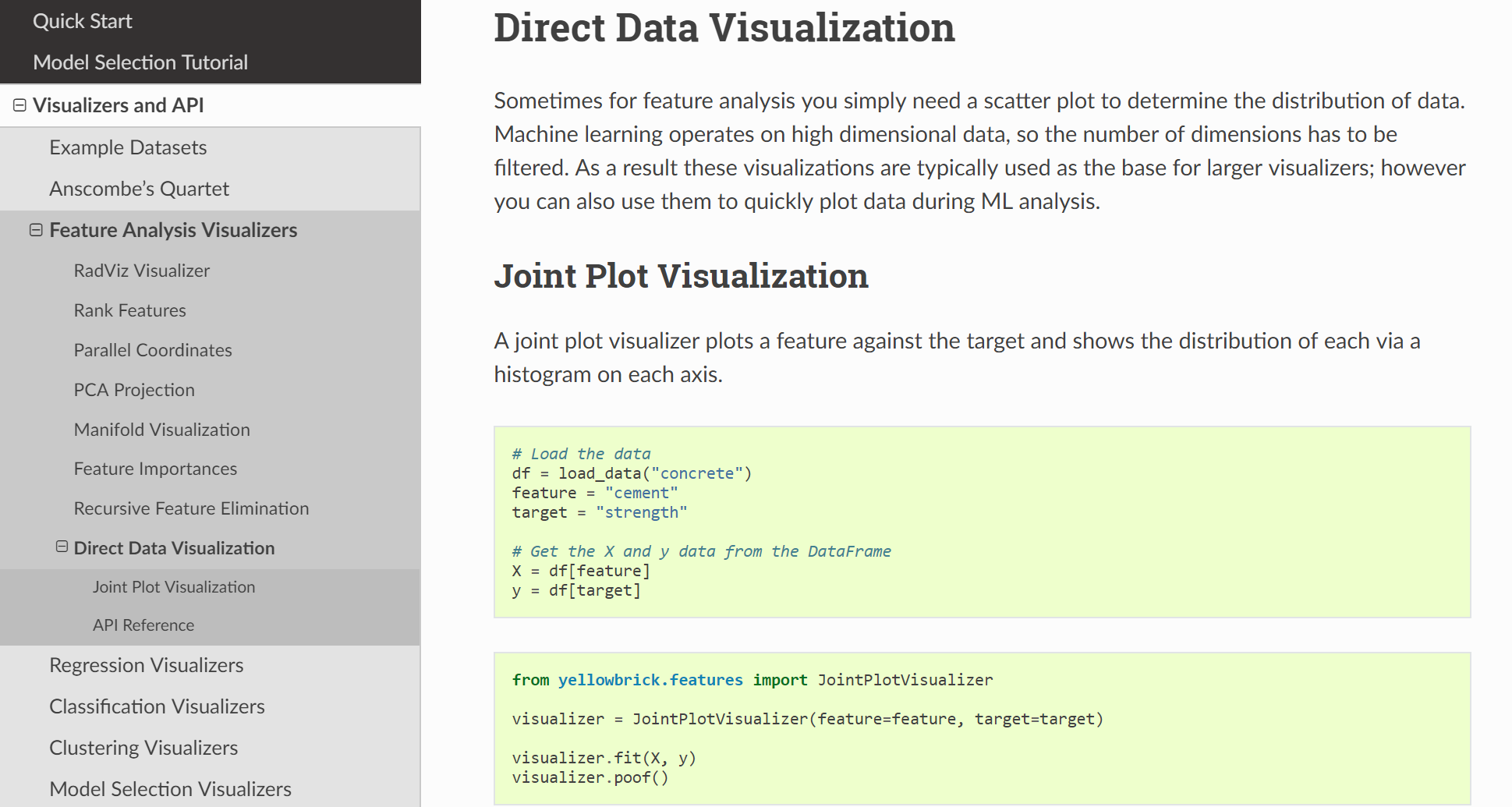 JointPlot Poof Method Doesn't Show Plot · Issue #594 · DistrictDataLabs/yellowbrick · GitHub