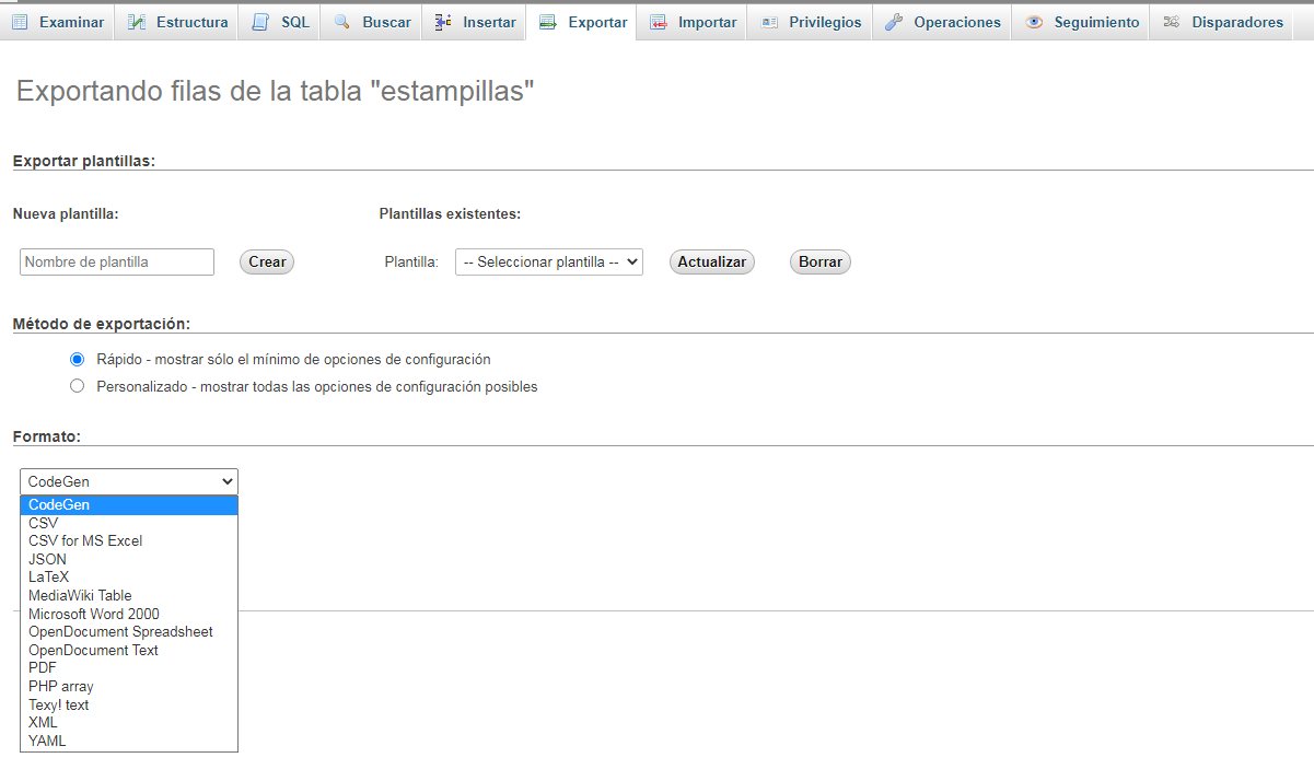SQL format option does not appear when exporting a table · Issue #16980 · phpmyadmin/phpmyadmin ...