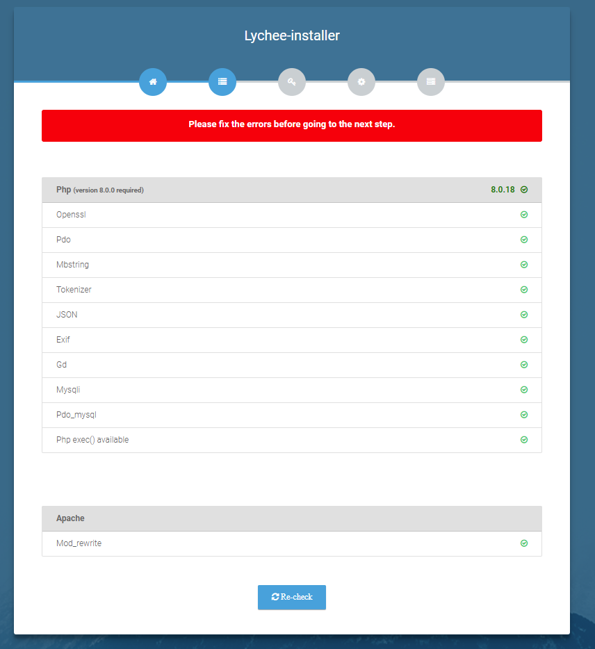 Lychee Web installer insists to fix errors without giving a specific error description · Issue ...