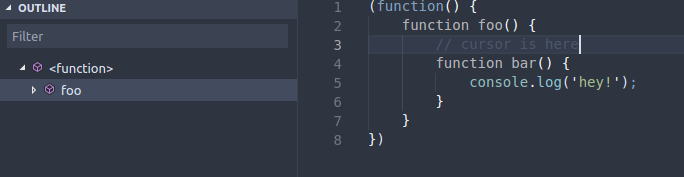 outline: automatically position the outline based on cursor position ...