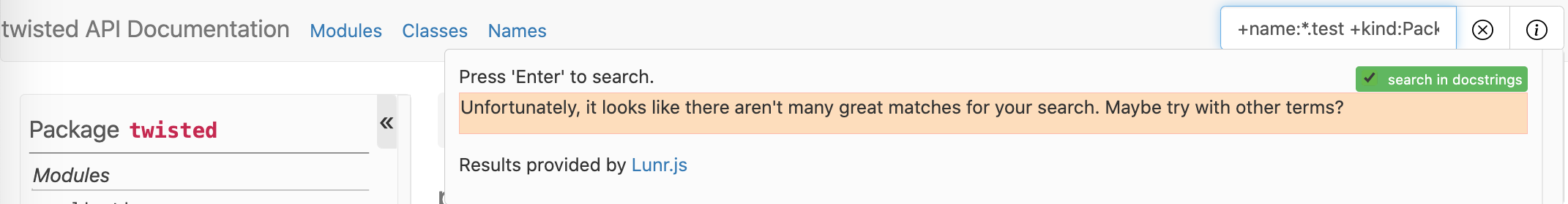 Message in search bar should disappear when index size is over 20MB · Issue #617 · twisted ...