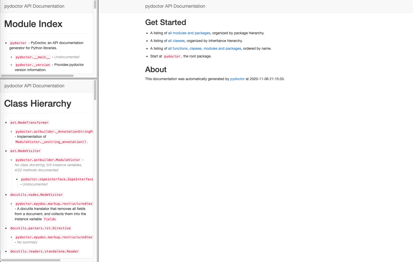Sidebar boxes with autogenerated indexes · Issue #257 · twisted/pydoctor · GitHub
