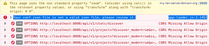 Front-end seems to be waiting for an API located at localhost:8000 even if parametrized ...