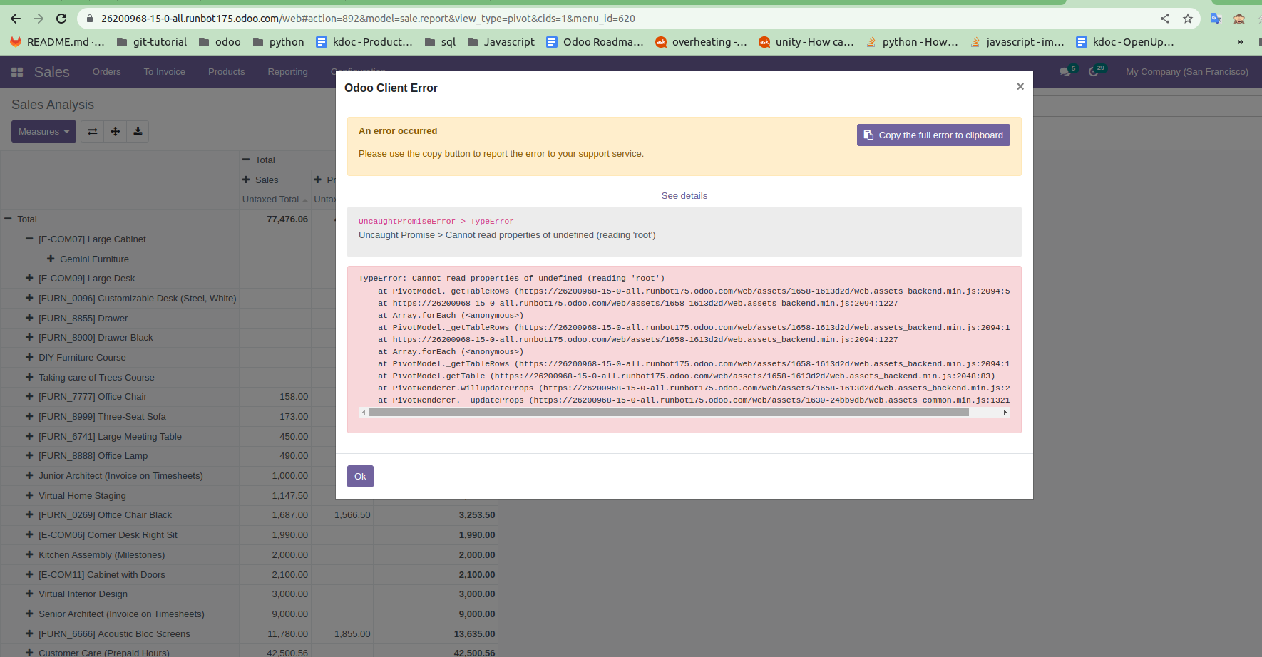 [15.0][16.0] Application Error in Sale Report pivot View · Issue #116822 · odoo/odoo · GitHub