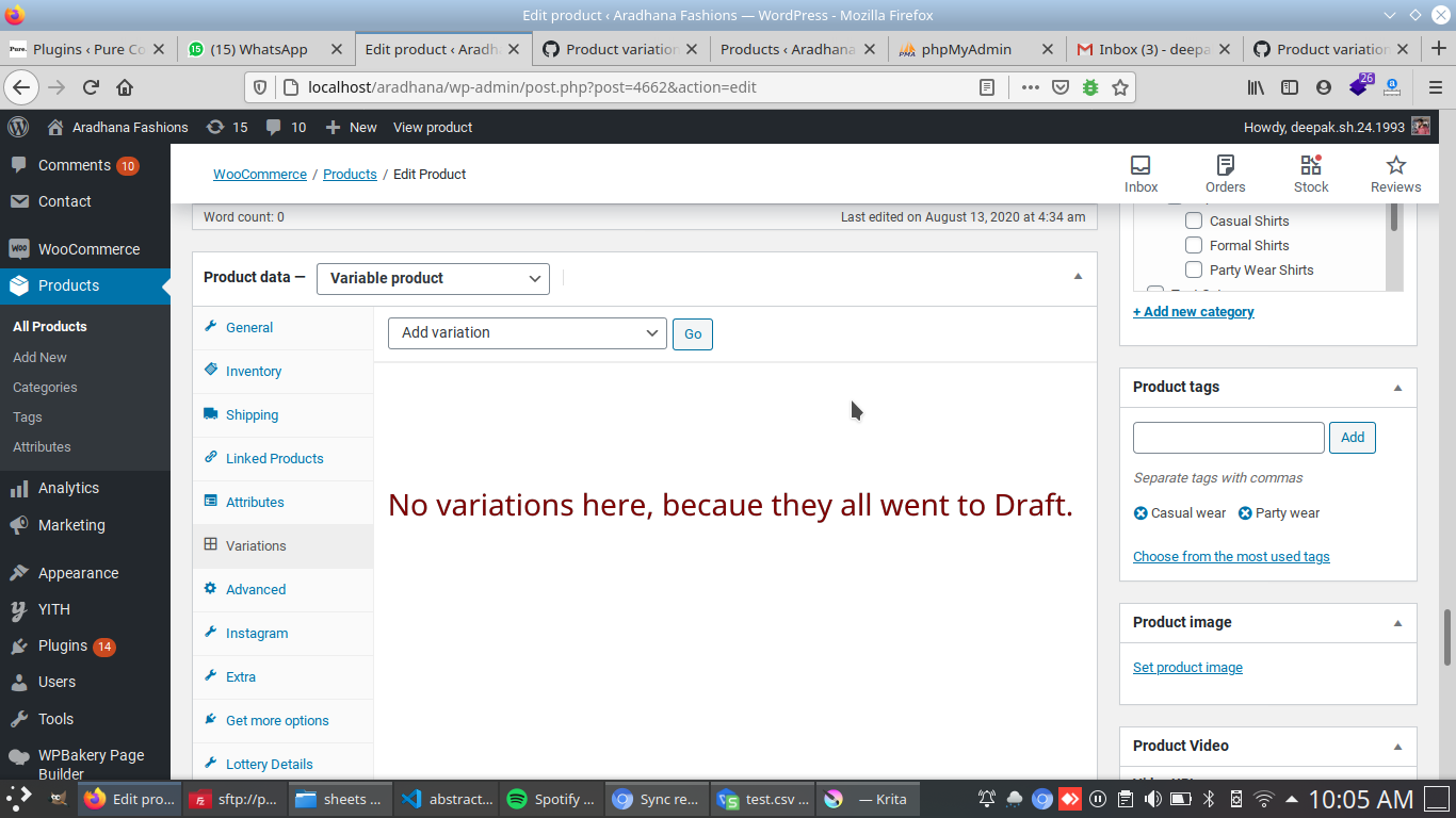 Product Variations Are Going To Draft Even After New Update · Issue 27308 · Woocommerce