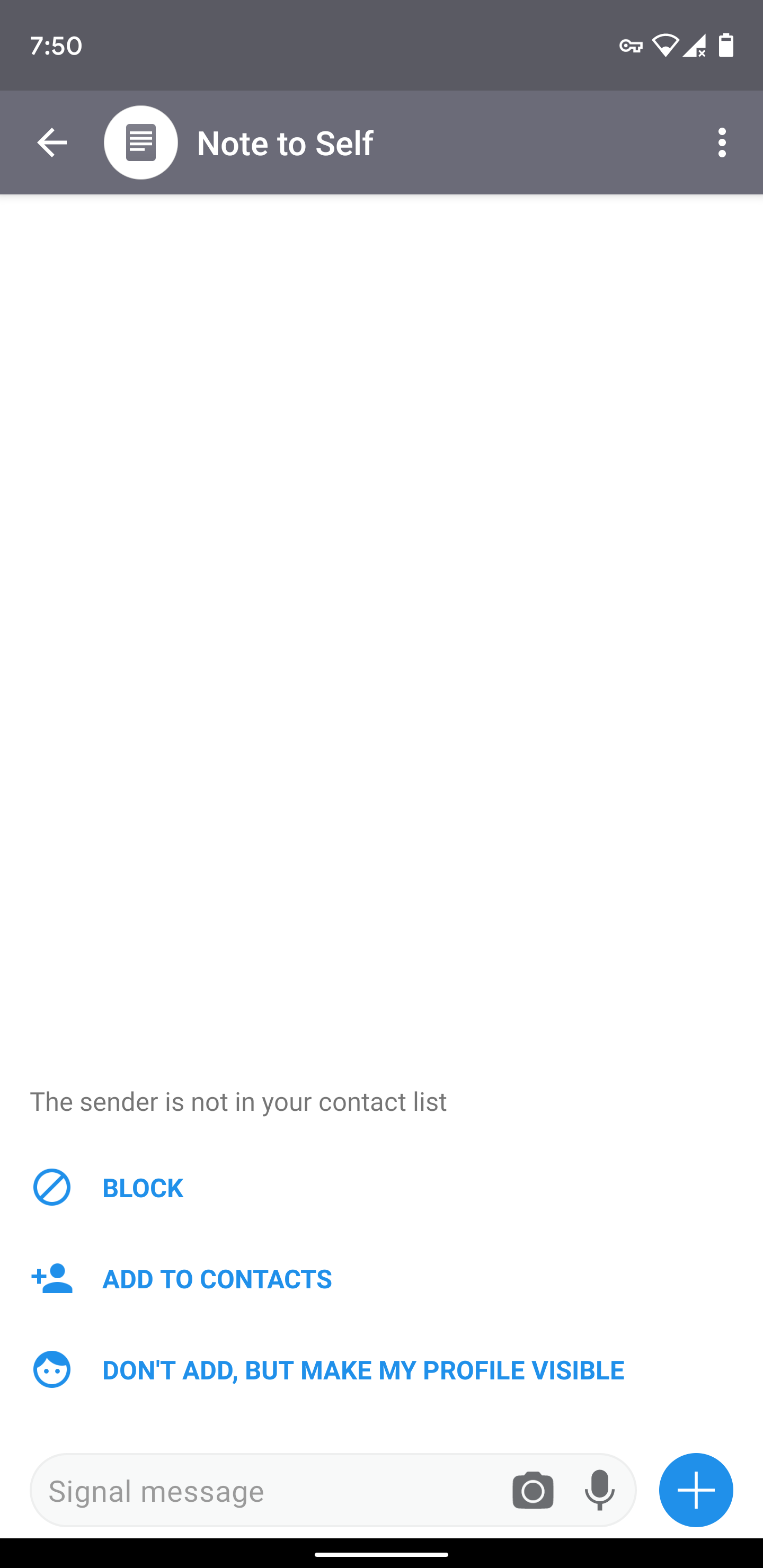 "The sender is not in your contact list" for "Note to Self" · Issue #8942 · signalapp/Signal ...