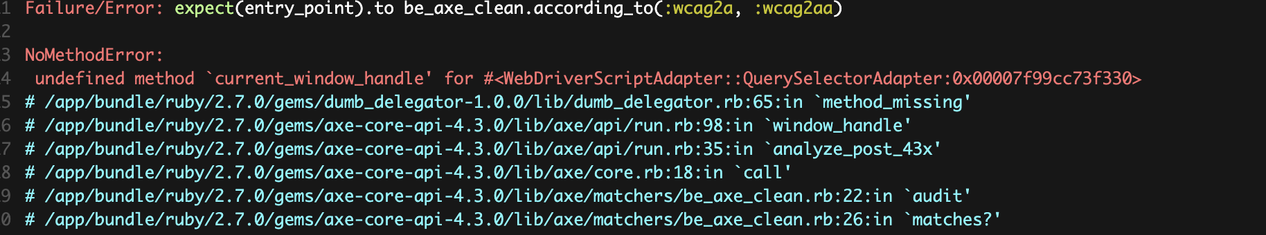 [axe-core-rspec] 4.1 -> 4.2 undefined method `find_elements' for
