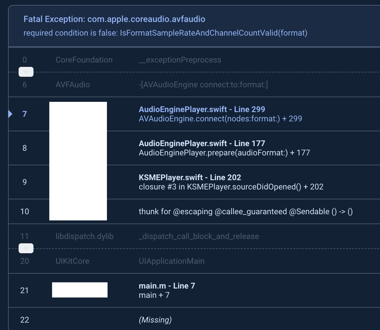 Crash in AudioEnginePlayer · Issue #624 · kingslay/KSPlayer · GitHub