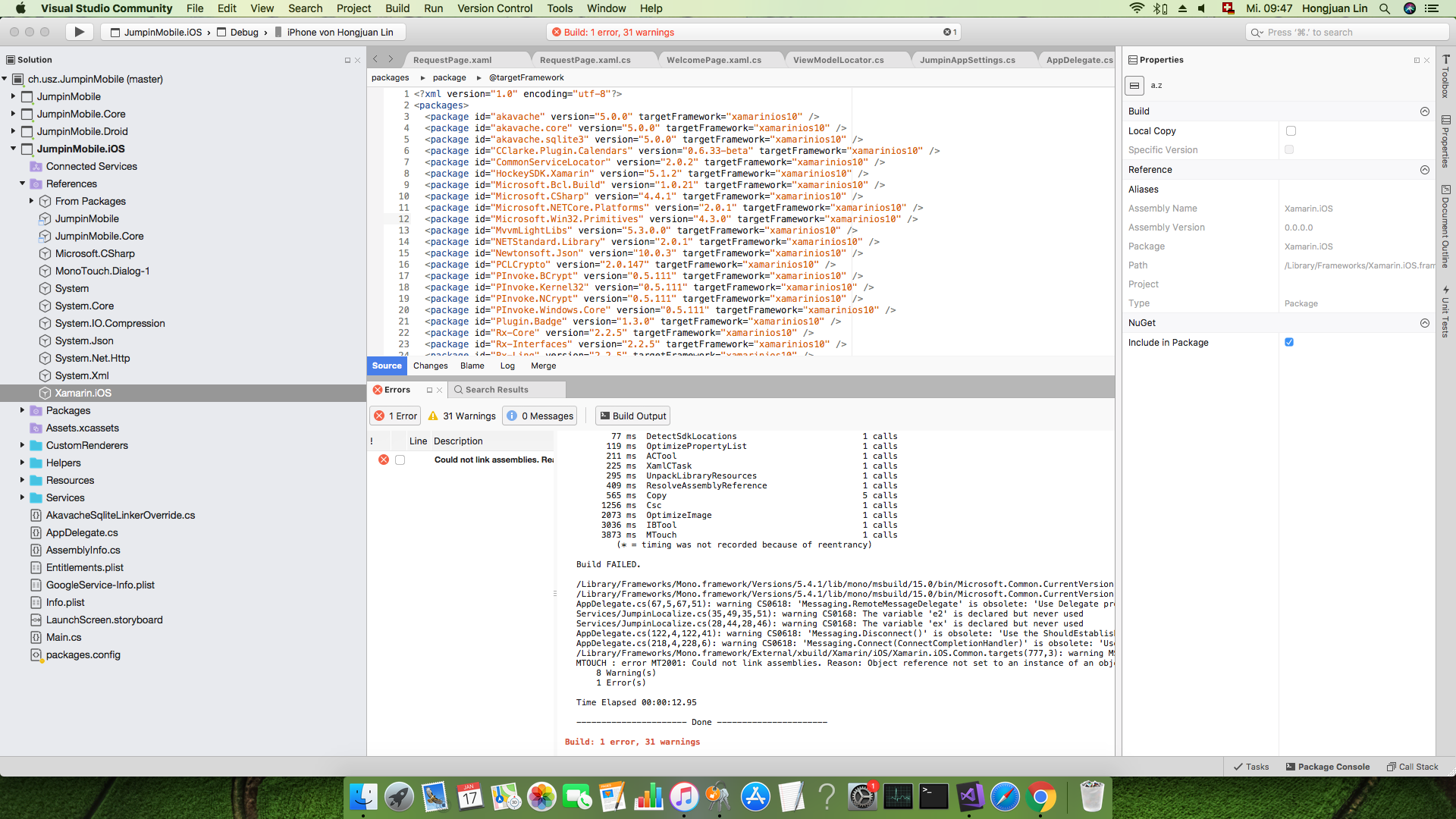 MTOUCH : error MT2001: Could not link assemblies. Reason: Object reference not set to an ...