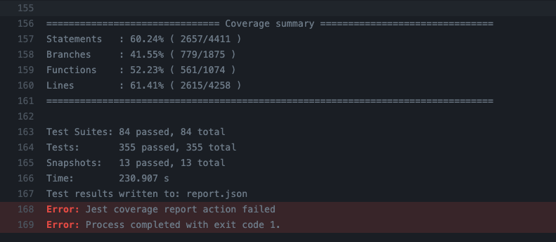 Generic error formed after running action · Issue #189 · ArtiomTr/jest-coverage-report-action ...