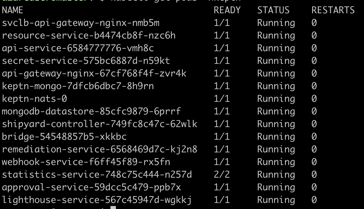 Keptn status Error: open /home/azureuser/.keptn/.keptn__k3d-mykeptn ...