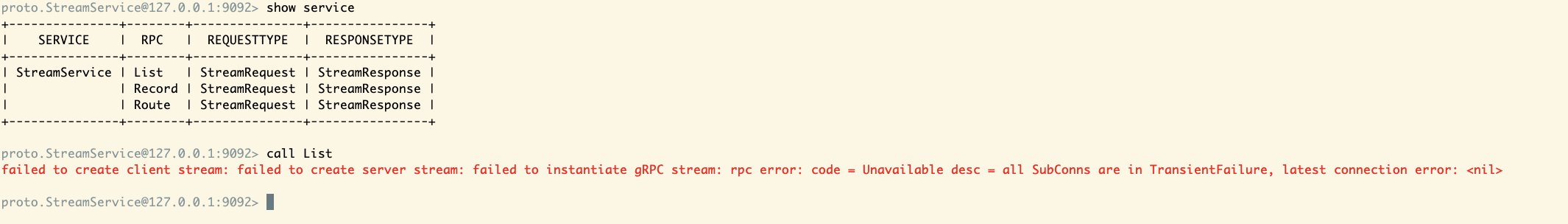 Filed to use straming in CLI modle · Issue #166 · ktr0731/evans · GitHub
