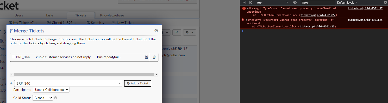 Merge Ticket / Link Ticket functionality appears to be broken in 1.14.3 · Issue #5632 · osTicket ...