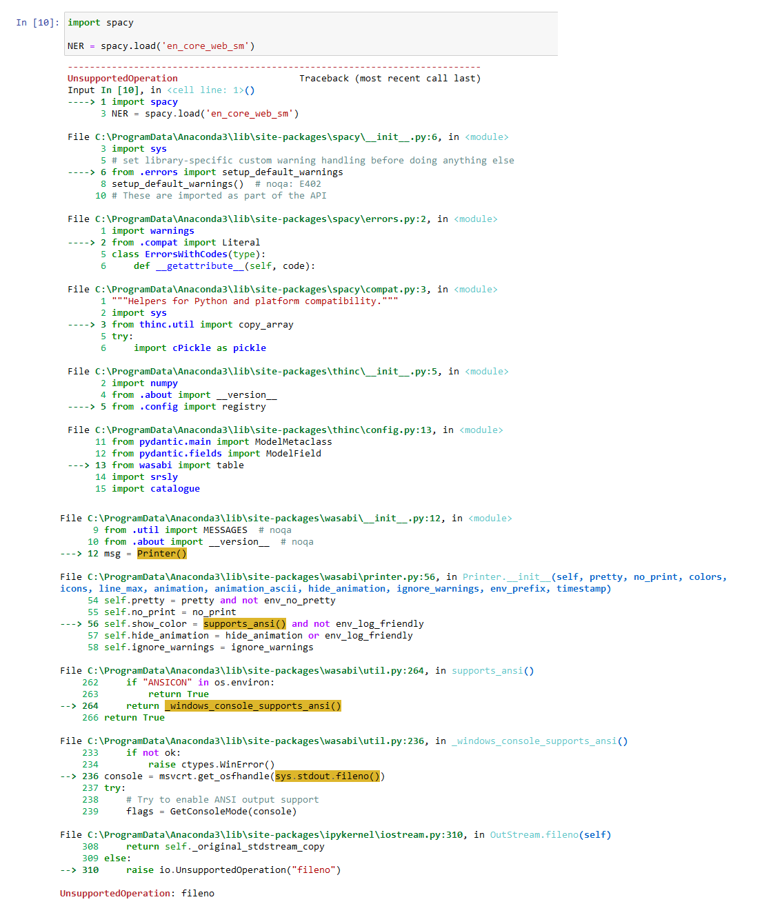 UnsupportedOperation: fileno · Issue #11236 · explosion/spaCy · GitHub