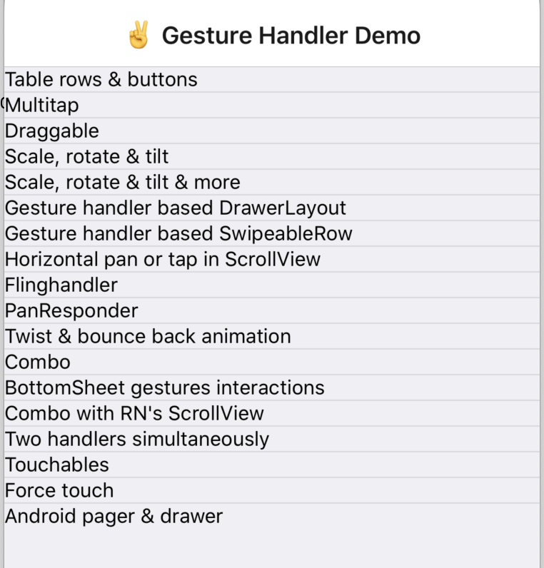 Gesture Handler Screen: regression in styling of buttons in main menu ...