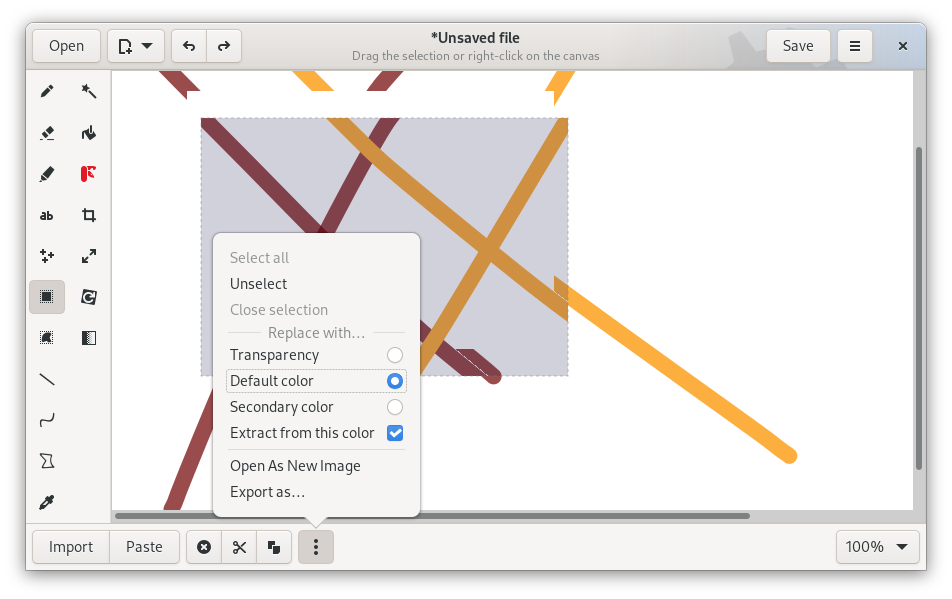 Moving/deleting selected area could leave secondary color instead of transparency · Issue #232 ...