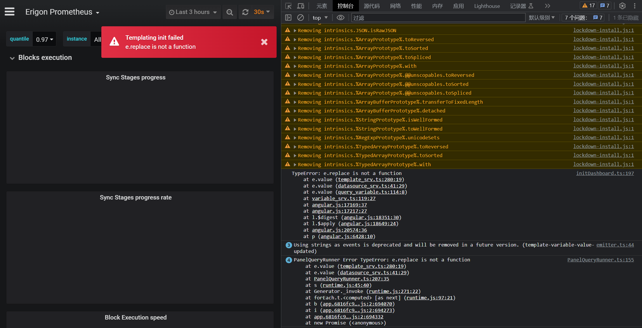 Dashboards: Templating init failed e.replace is not a function when I use Erigon Prometheus ...