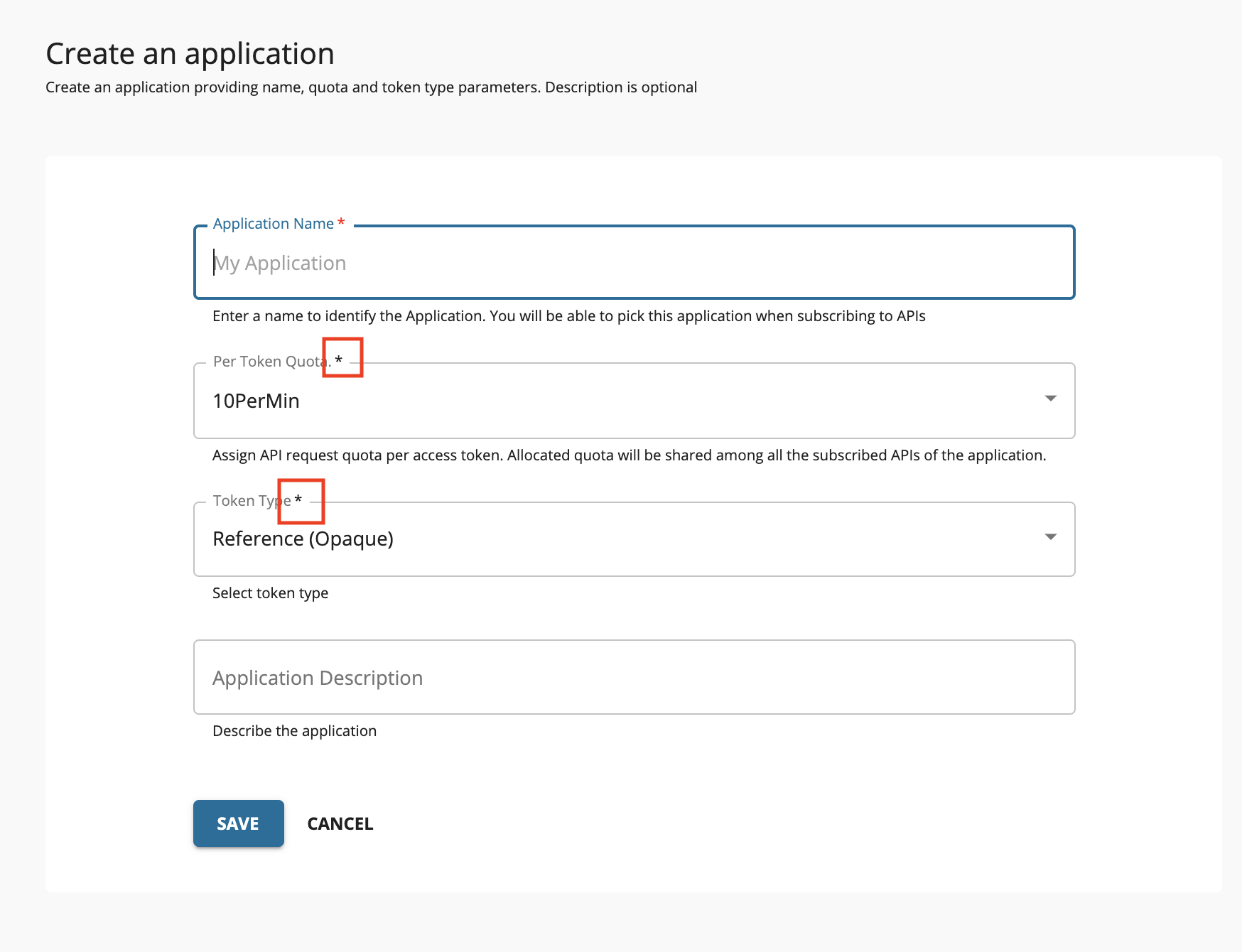 Mandatory star marks in application creation form are not red · Issue ...