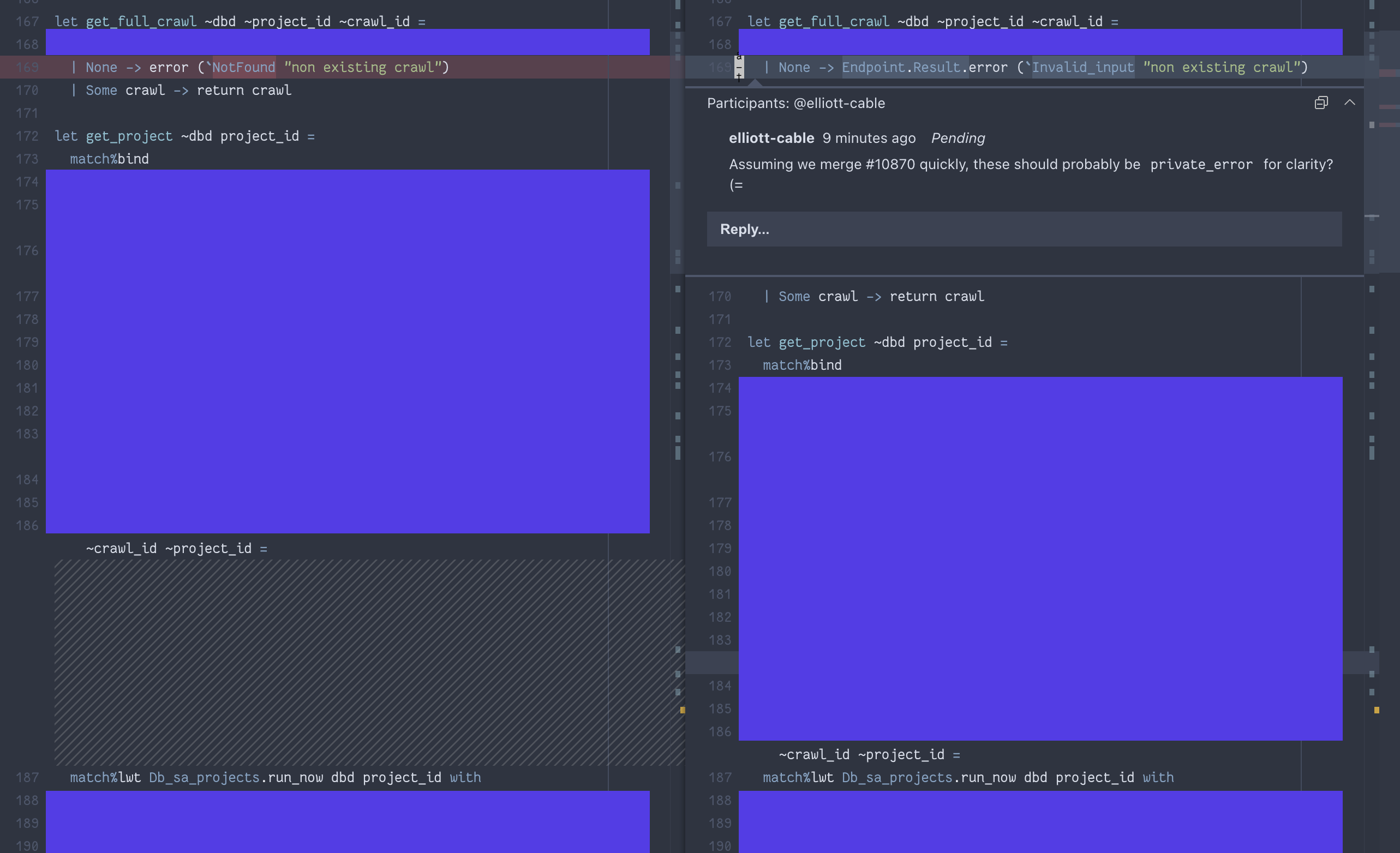 When Viewing A File With Comments Under The Commits View The Padding In The Diff View Becomes