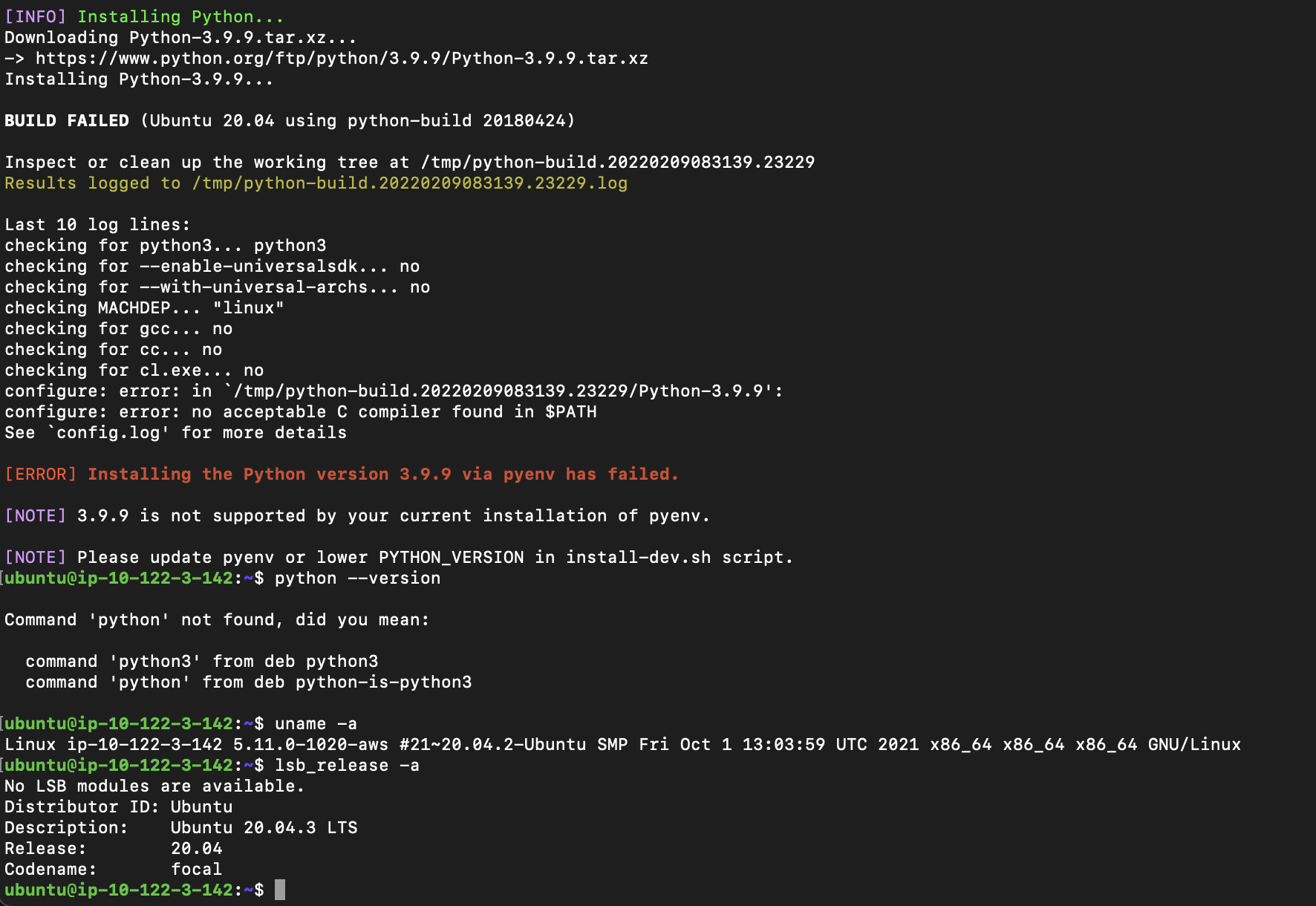 install-dev.sh install bug on Initialized AWS Ubuntu Instances (ex. 20.04.03 LTS) · Issue #366 ...