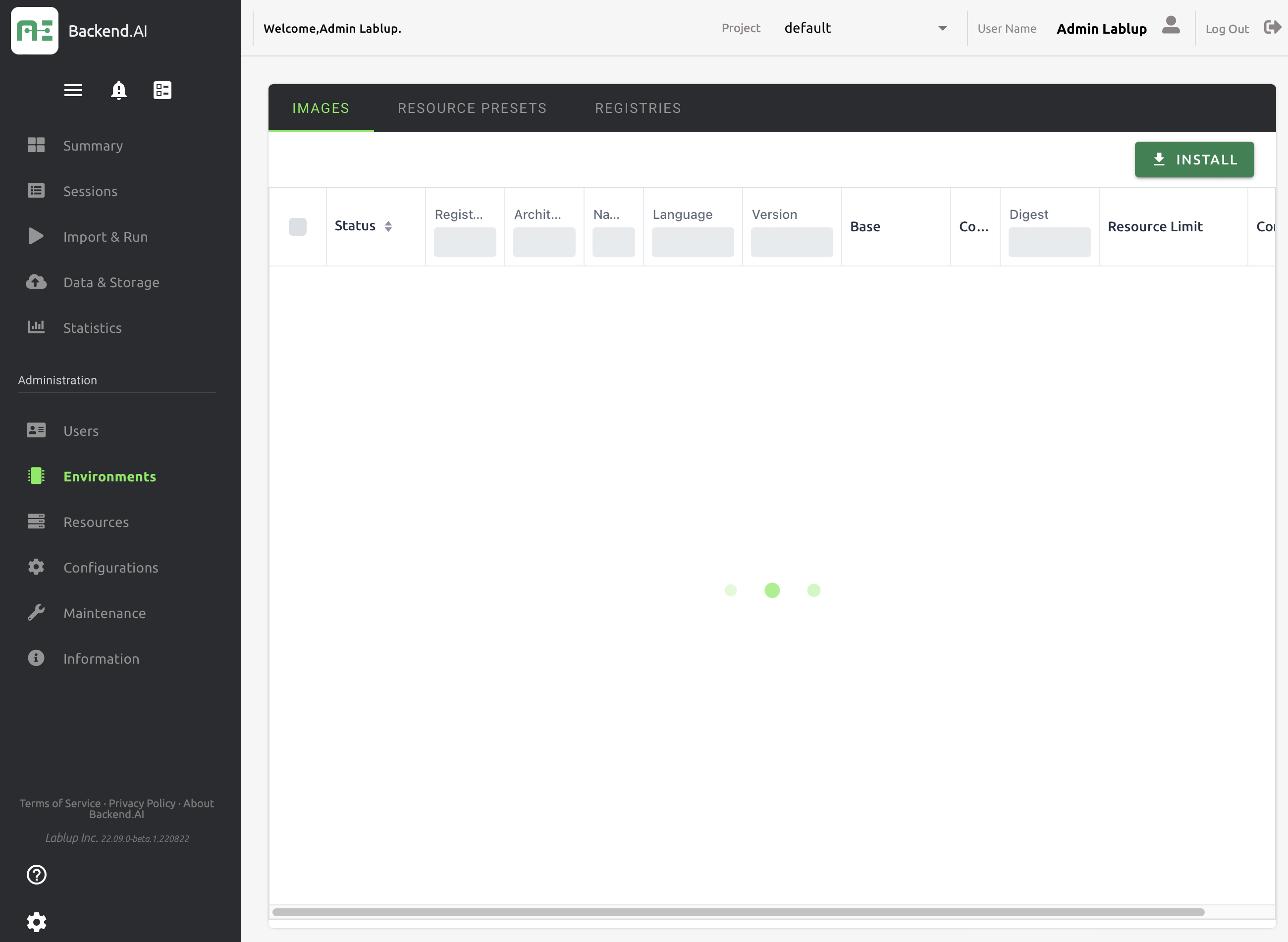 Don't show the Environments Images list · Issue #1430 · lablup/backend.ai-webui · GitHub