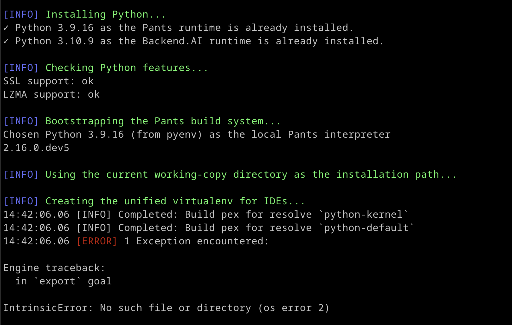 Reinstalling Taskrun Pants Export Working Only Print Stacktrace 2809
