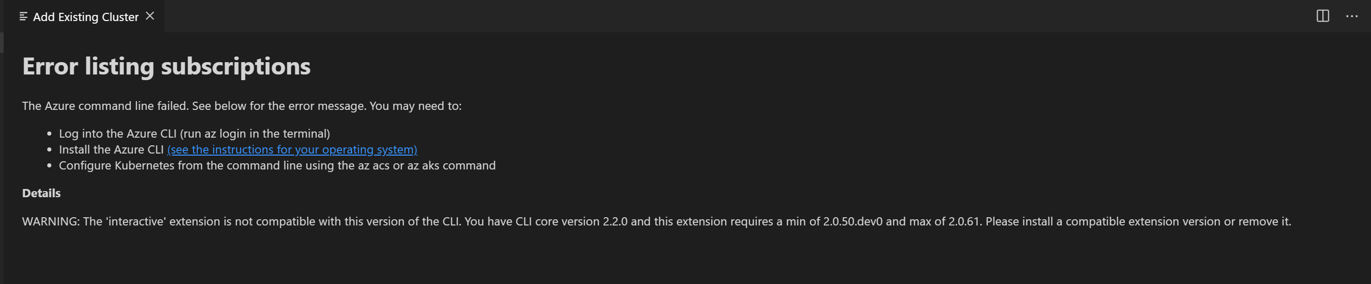 Extension Is Not Working With The Latest Version Of Azure Cli 2 2 0 Or Later · Issue 718