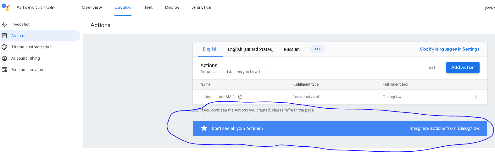 Dialogflow returning actions.intent.TEXT and Default Fallback Intent instead of something ...