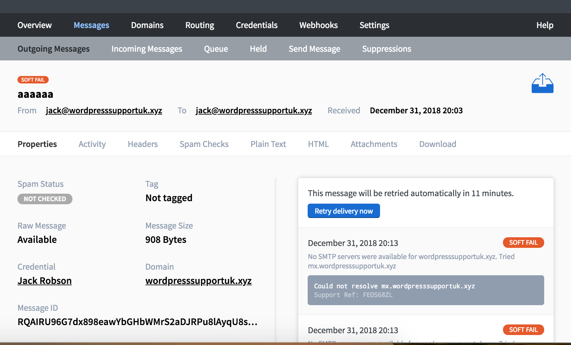 No SMTP servers were available for mydomain.com · Issue #716 · postalserver/postal · GitHub
