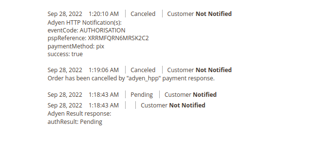 Order being canceled before receiving notification of approved payment ...