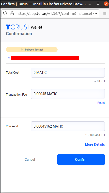 Is possible show the Torus Confirmation pop-up for a transaction with Solidity? · Web3Auth ...