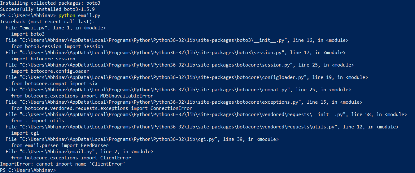 import boto3 error · Issue #1398 · boto/boto3 · GitHub