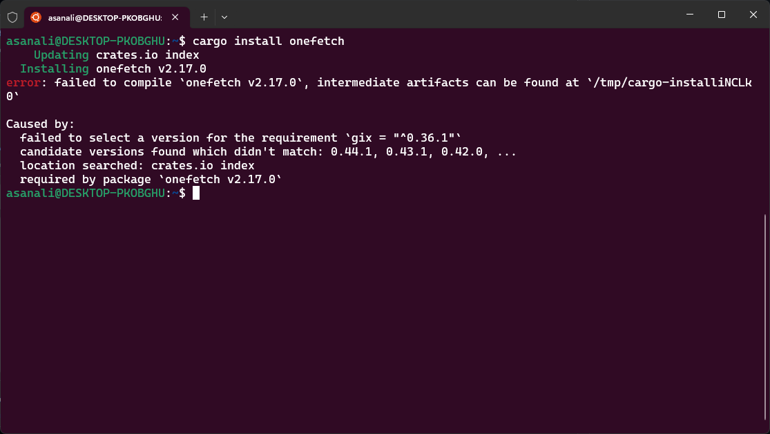 Can't install onefetch · Issue #1032 · o2sh/onefetch · GitHub