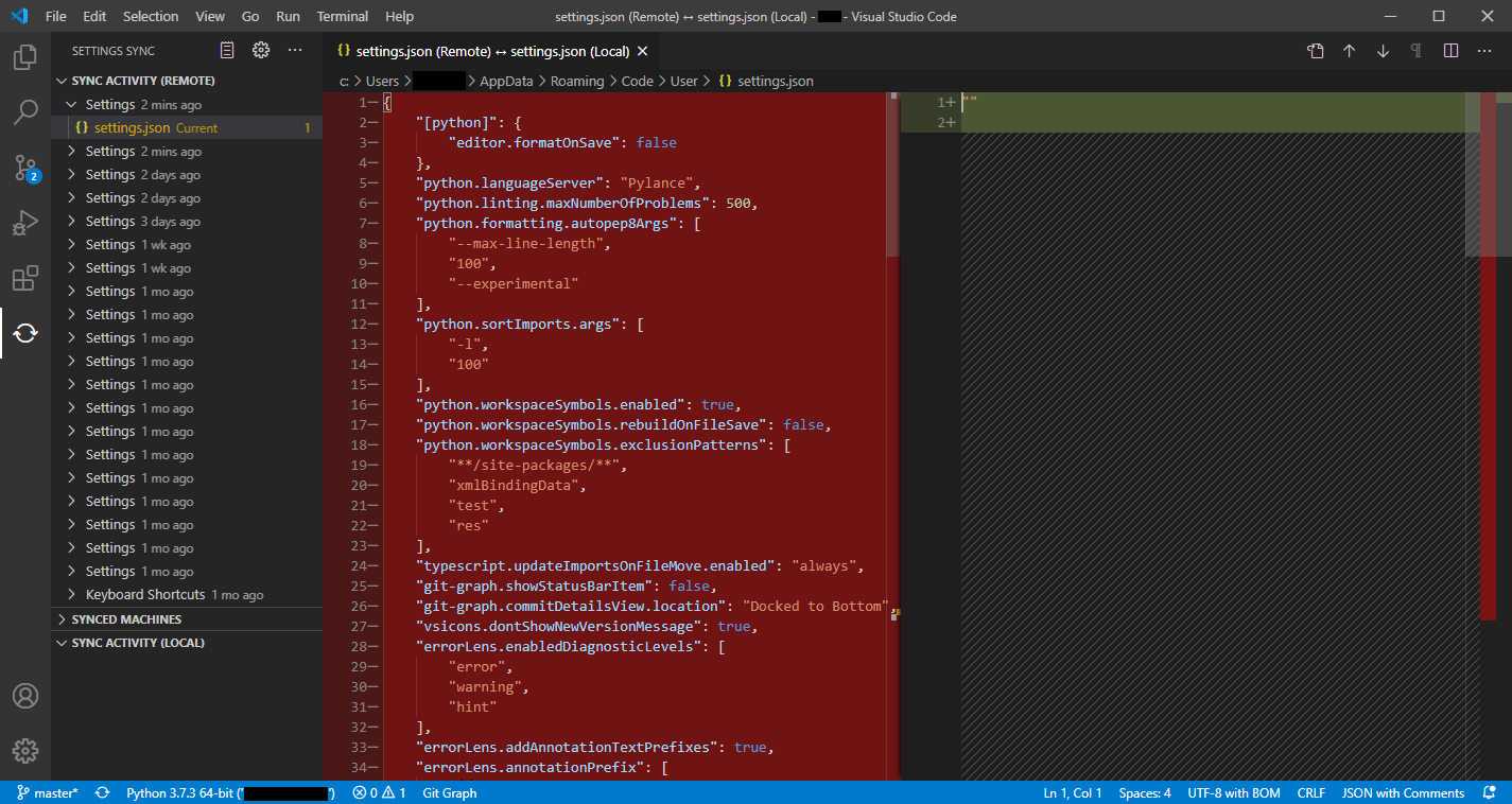 Settings Sync cannot synchronize settings · Issue #112162 · microsoft/vscode · GitHub
