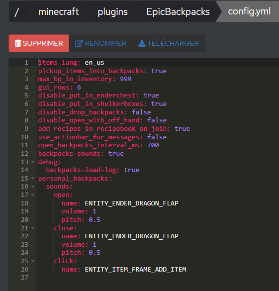 [SUPPORT REQUEST] Configurazione degli Zainetti (suoni personalizzati) · Issue #533 · PluginBugs ...