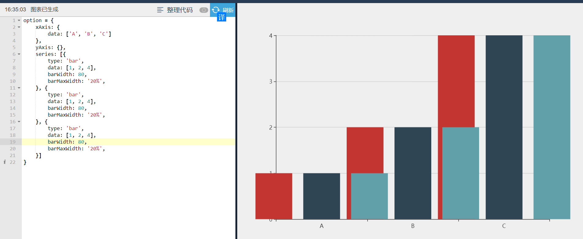 barWidth 为百分比的时候应该能被 barMaxWidth 约束 · Issue #6673 · apache/echarts · GitHub