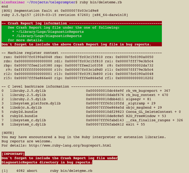 Segmentation fault running the same code twice · Issue #190 · ruby2d/ruby2d · GitHub