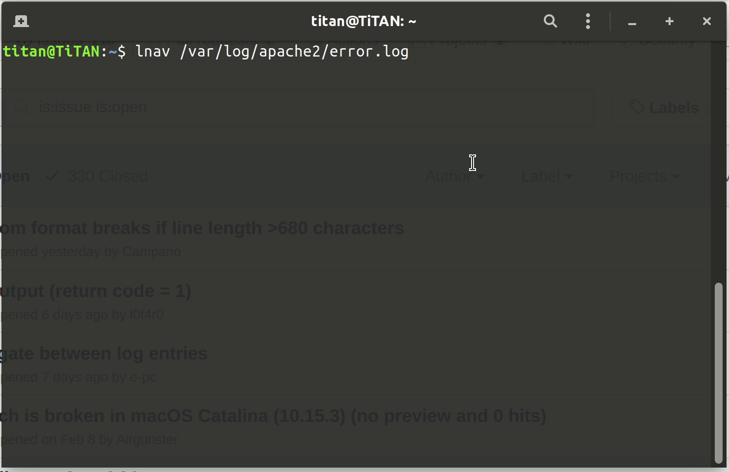 Not Work in 19.10 · Issue #719 · tstack/lnav · GitHub