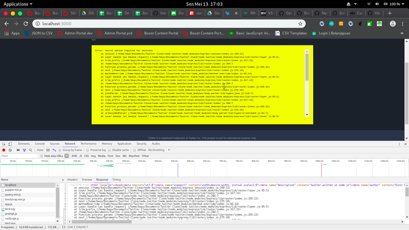 Error: `secret` option required for sessions · Issue #3608 · ether/etherpad-lite · GitHub