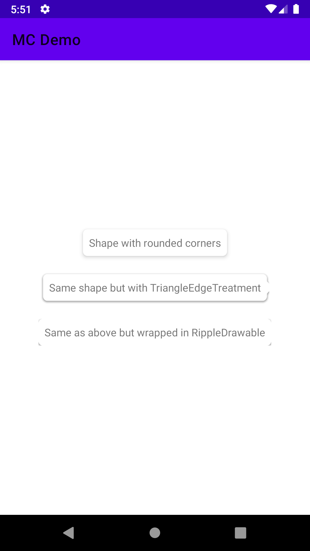[MaterialShapeDrawable] TriangleEdgeTreatment breaks elevation shadow · Issue #490 · material ...