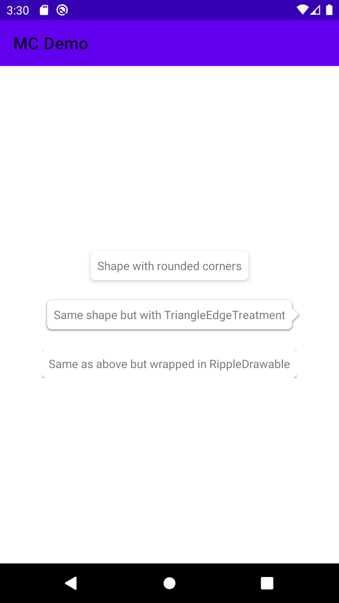 [MaterialShapeDrawable] TriangleEdgeTreatment breaks elevation shadow ...