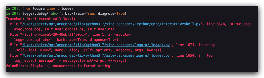 Issue for Fully descriptive exceptions when { or } in the log string · Issue #182 · Delgan ...