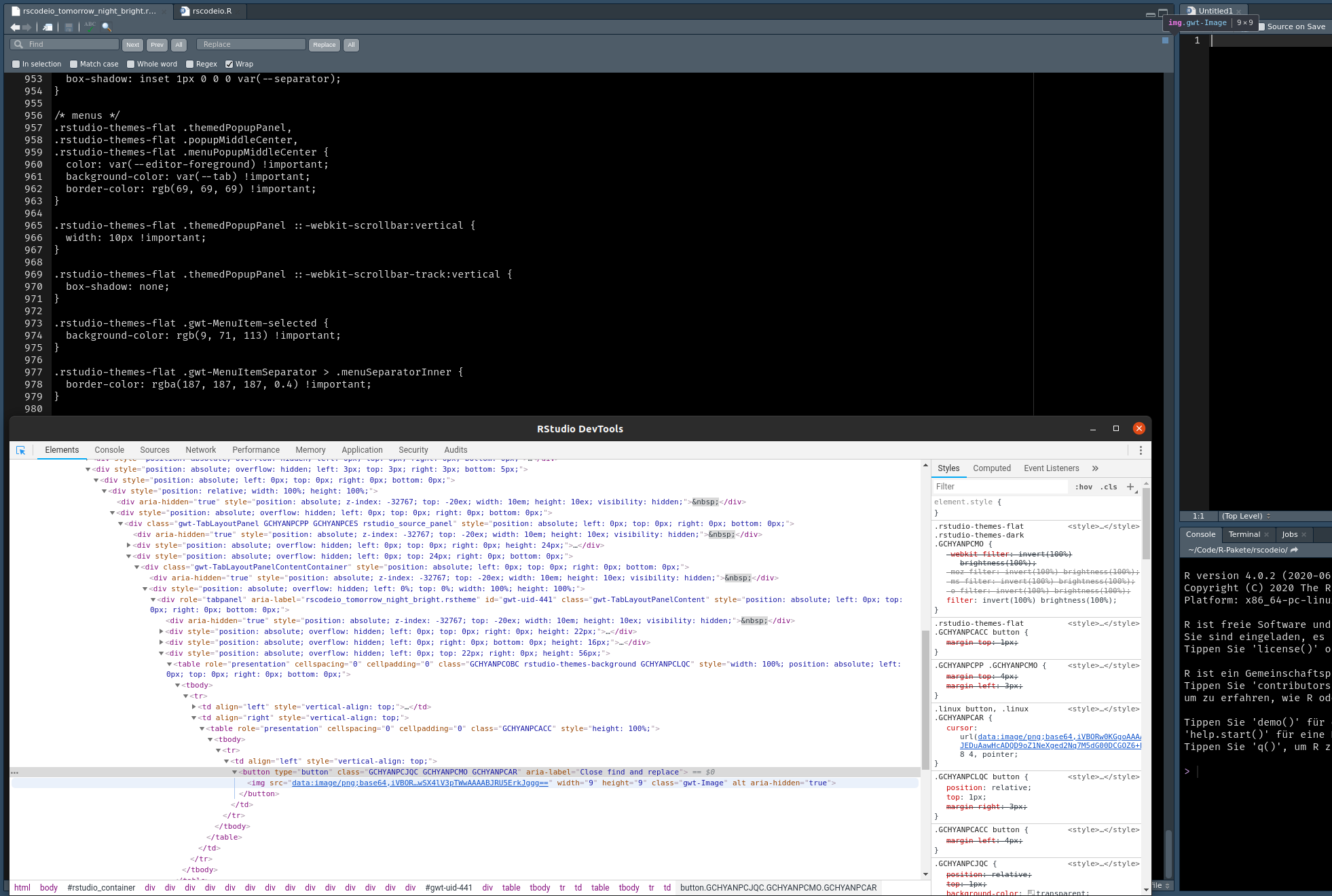 Incorrectly colored items in additional source panes for dark themes · Issue #8016 · rstudio ...