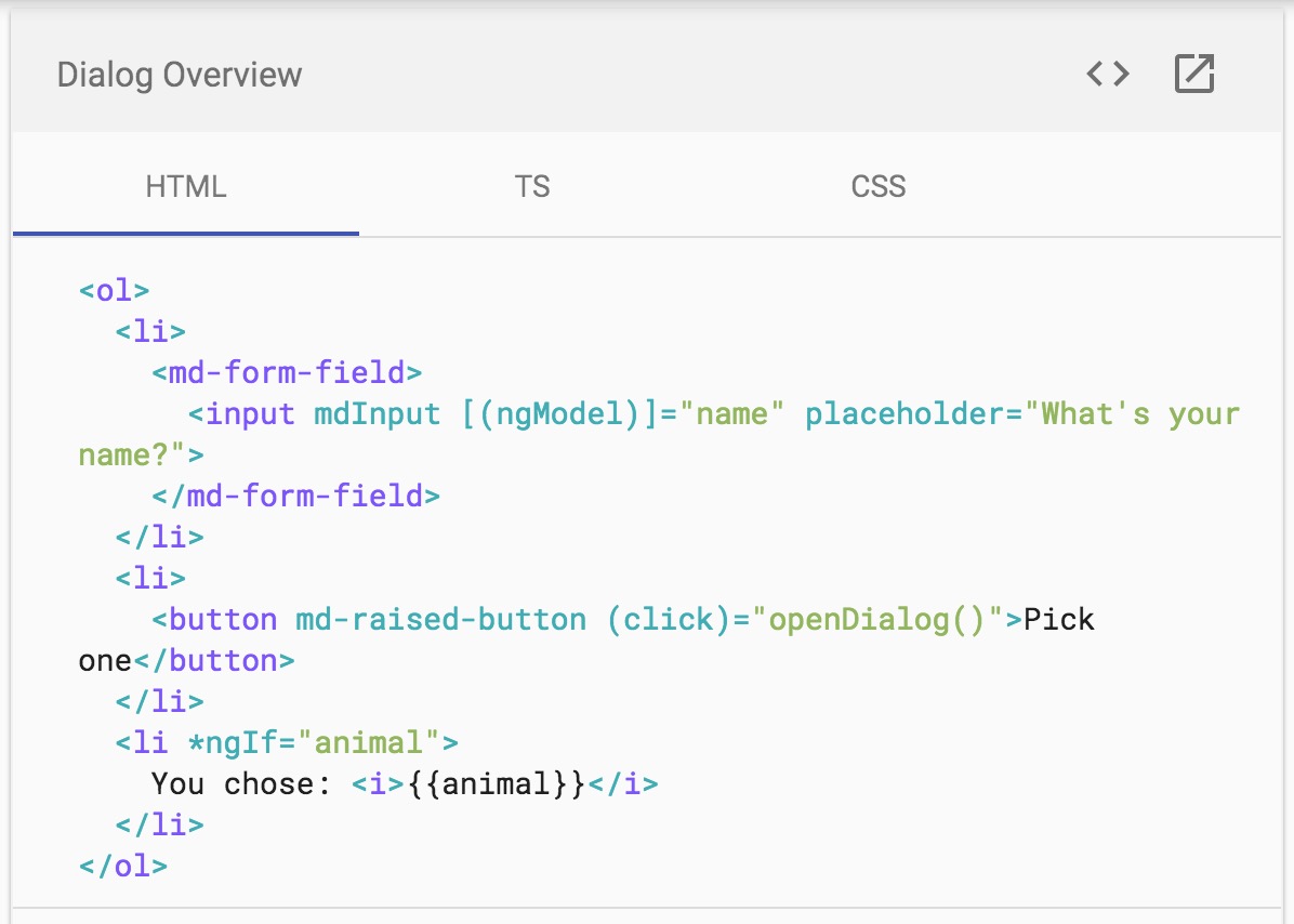Example source code doesn't highlight · Issue #260 · angular/material ...